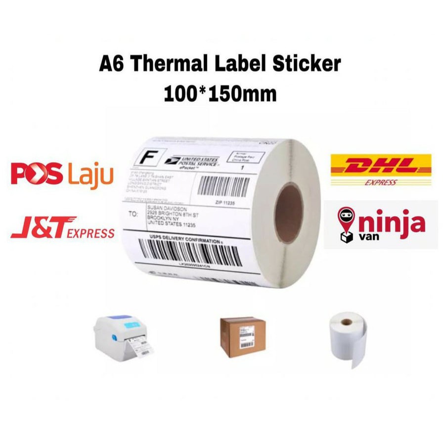 [AAA GRADE] A6 Waybill Thermal Sticker Thermal Label Sticker ROLL FOLD ...