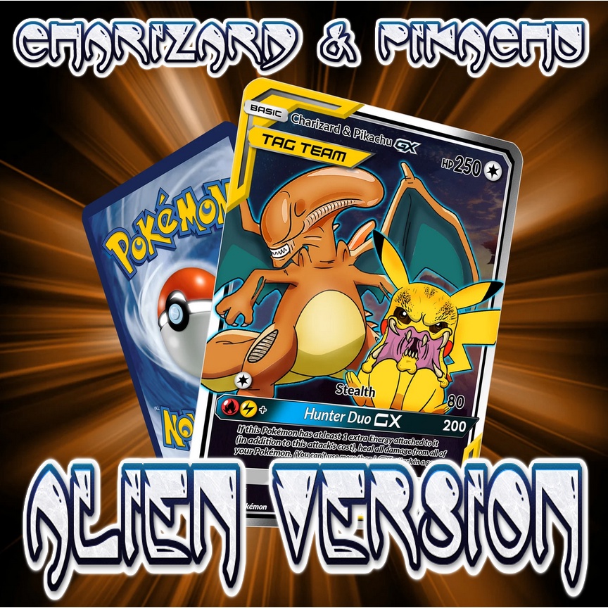 Pokemon TCG HOLOGRAM SPECIAL CARD (TAG TEAM) - CHARIZARD PIKACHU ALIEN ...