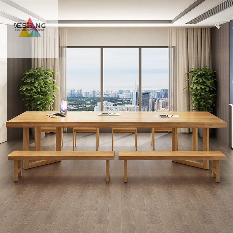 Meeting Table, Nordic Solid Wood Long Table, Modern Minimalist Office ...