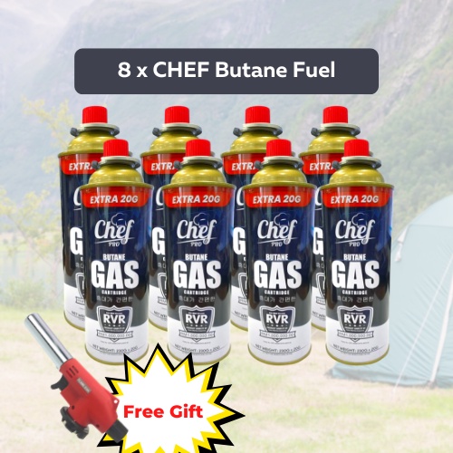 TRAC/CHEF Gas Butane Fuel 250g Canister Cartridge For Portable Gas ...