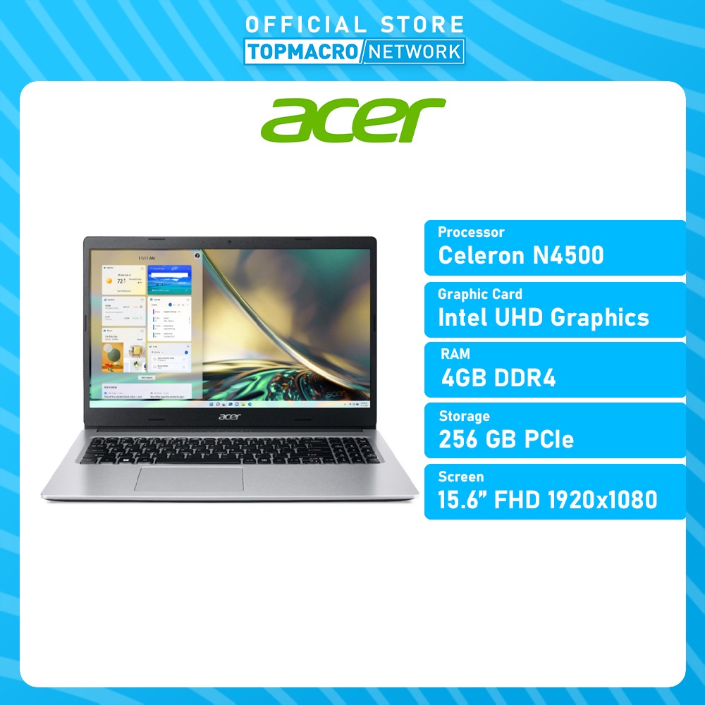ACER ASPIRE 3, A315-35-C2EV LAPTOP (CEL N4500, UHD GRAPHICS, 4GB, 256GB ...