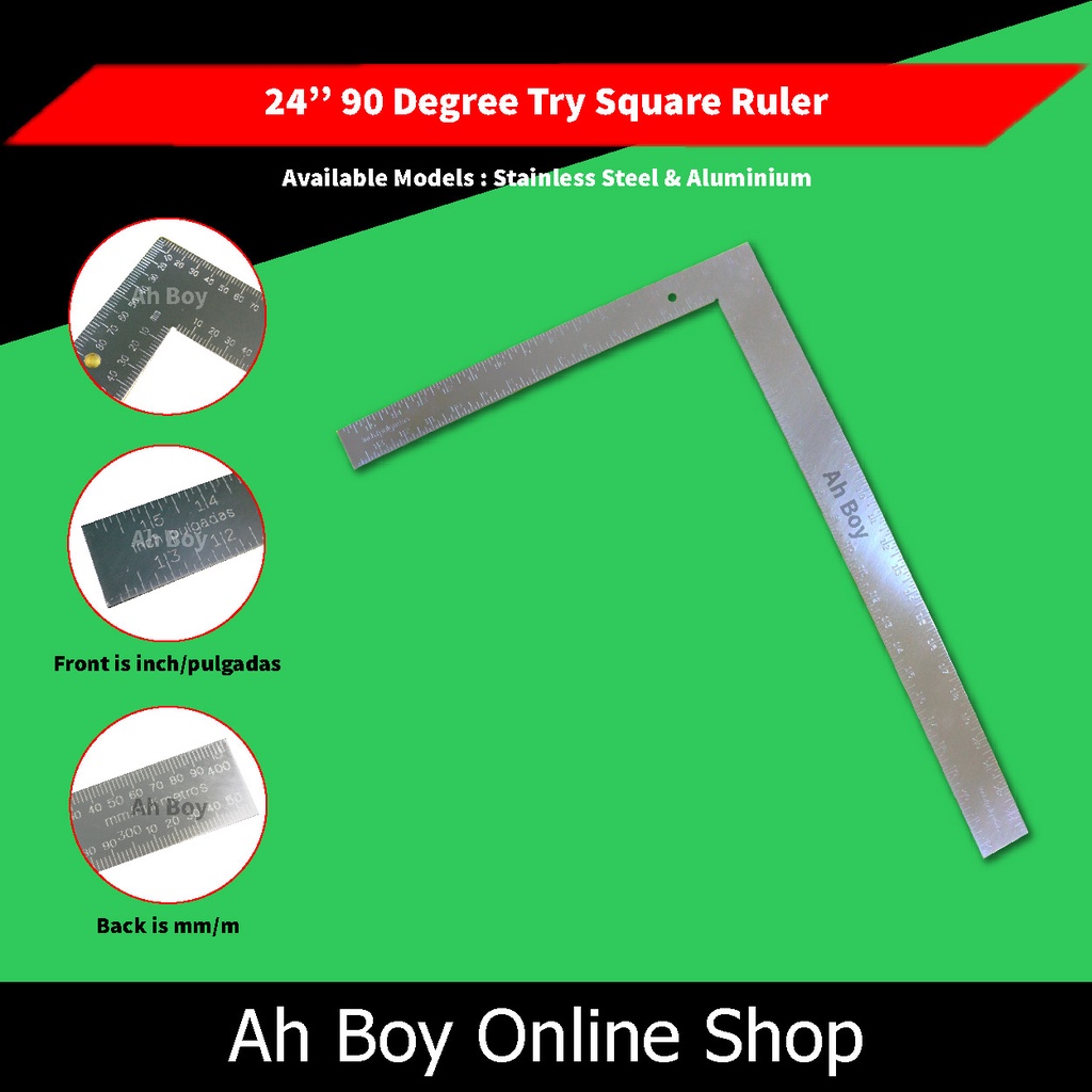 16'' x 24'' 90 Degree Stainless Steel Try Square Ruler 600mm x 400mm ...