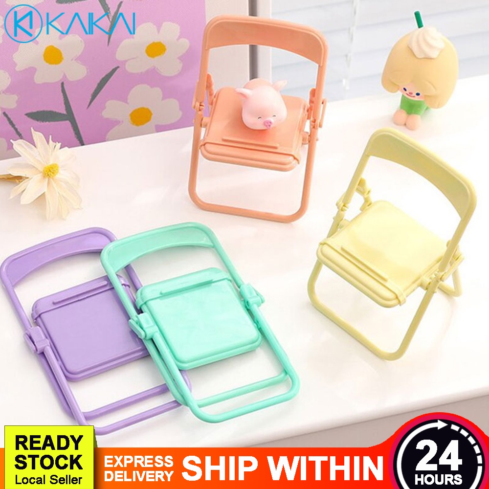 🔥 TRIANGLE BASE 🔥 Macaron Color 3 Gears Folding Chair Phone Holder ...
