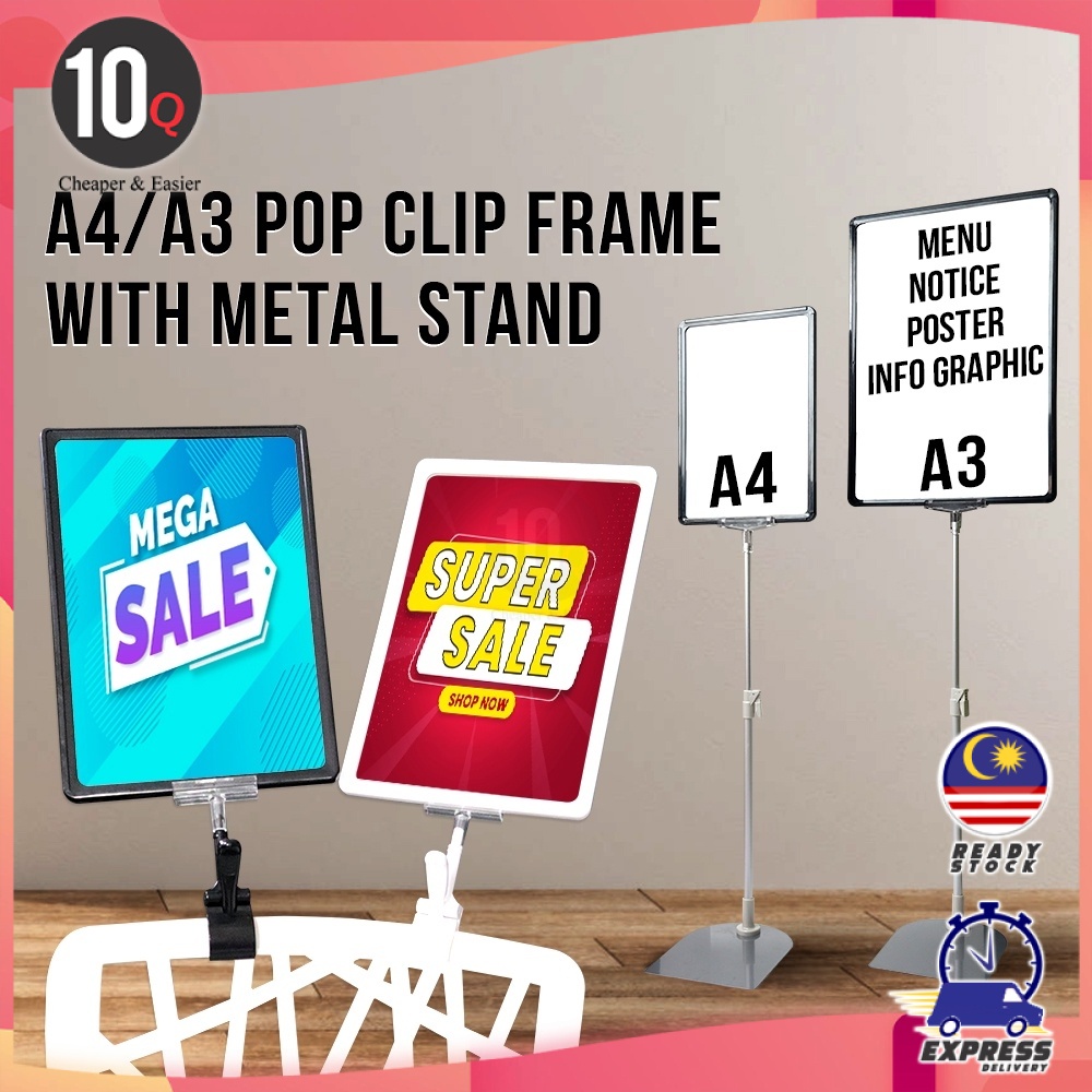 10Q A4 Pop Clip Metal Stand + Frame Promotion Tools Barangan Promosi ...