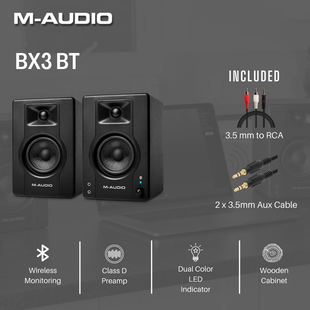 M-Audio BX3 BT 120 Watt Multimedia Bluetooth Studio Reference Monitor | Music Production | Live ...