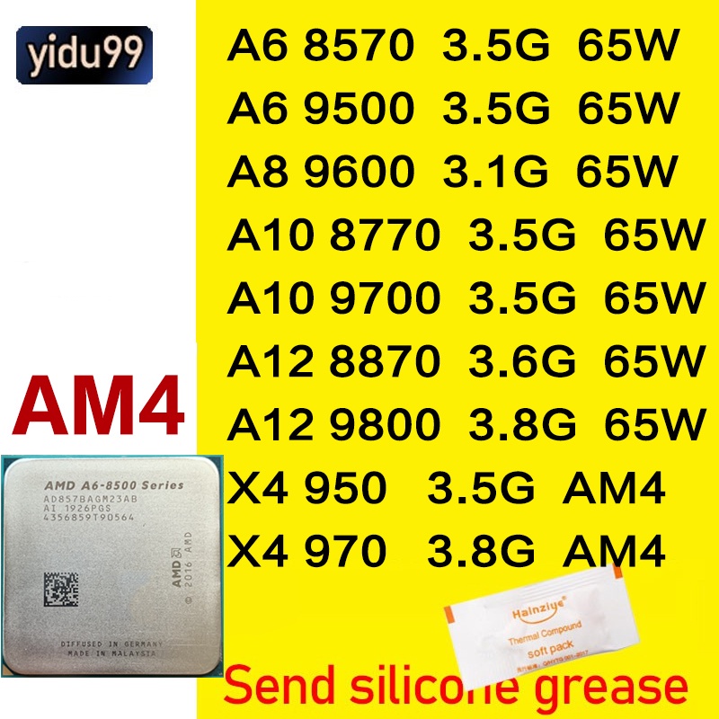 AMD A6-8570 9500 A8 9600 A10 8770 9700 A12 8870 9800 X4 X950 970 AM4 CPU desktop processor ...
