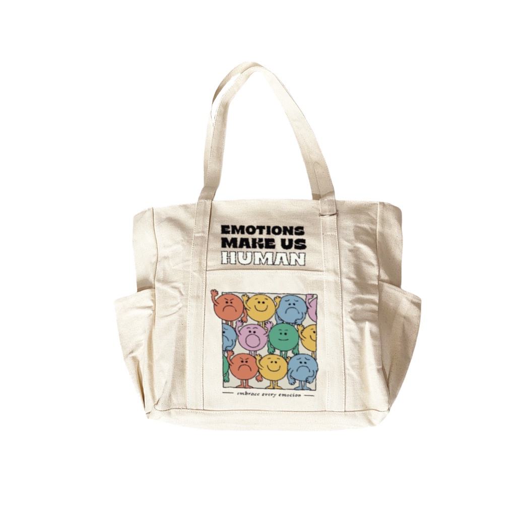 Totebag Canvas Emoticon Human Bag Women Totebag College Laptop Quotes ...