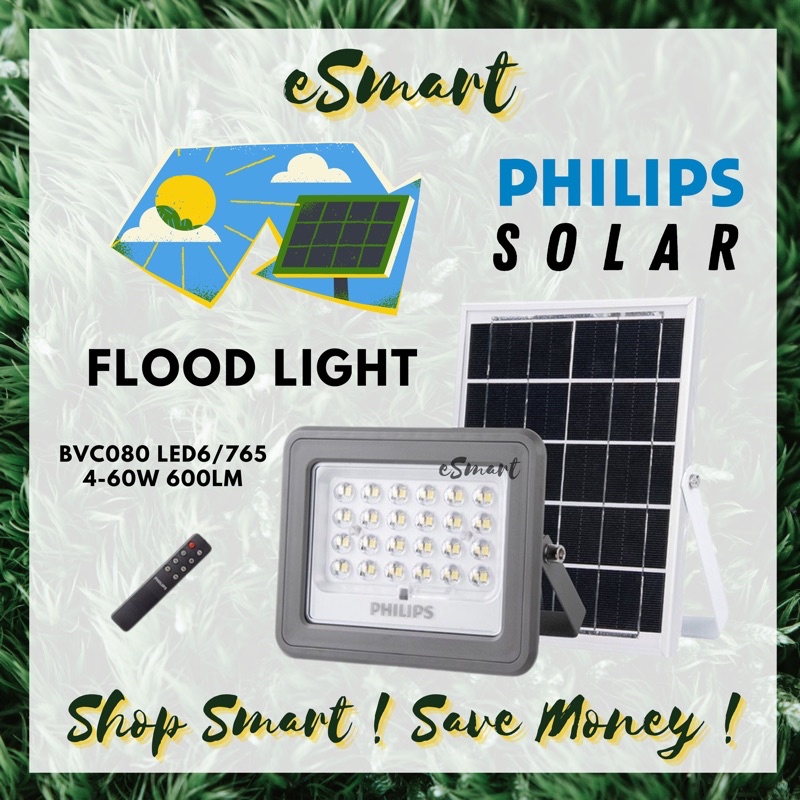Philips Essential SmartBright BVC080 4-60W 600lm Solar Floodlight 6500K ...
