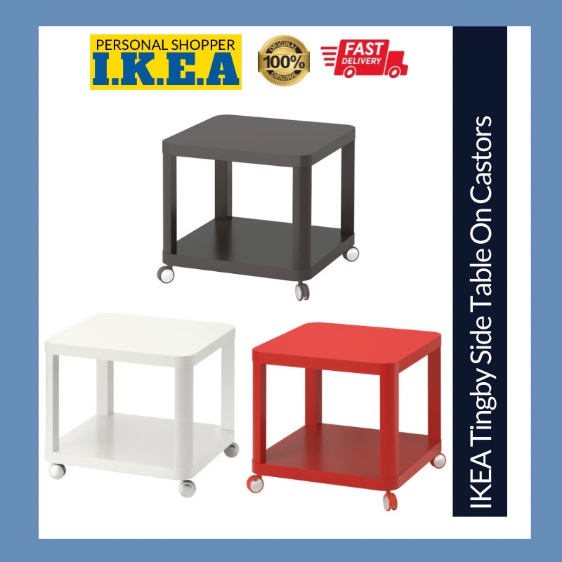 IKEA Tingby Side Table With Castor White Red Grey 50x50cm Coffee ...