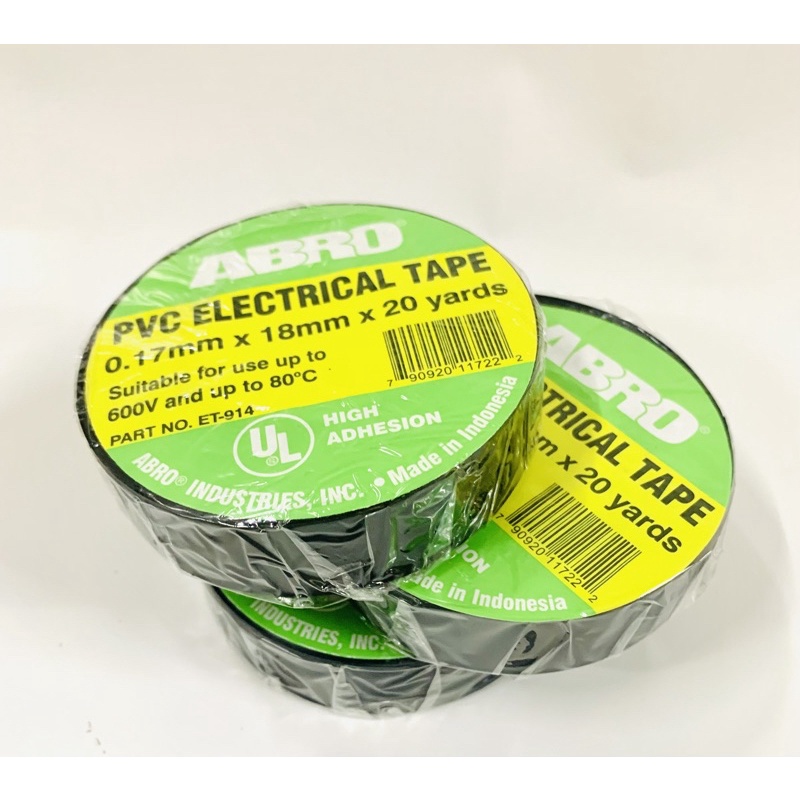 ABRO UL Approved PVC Electrical Tape (7 mil x 3/4” x 20 yard) | Shopee ...