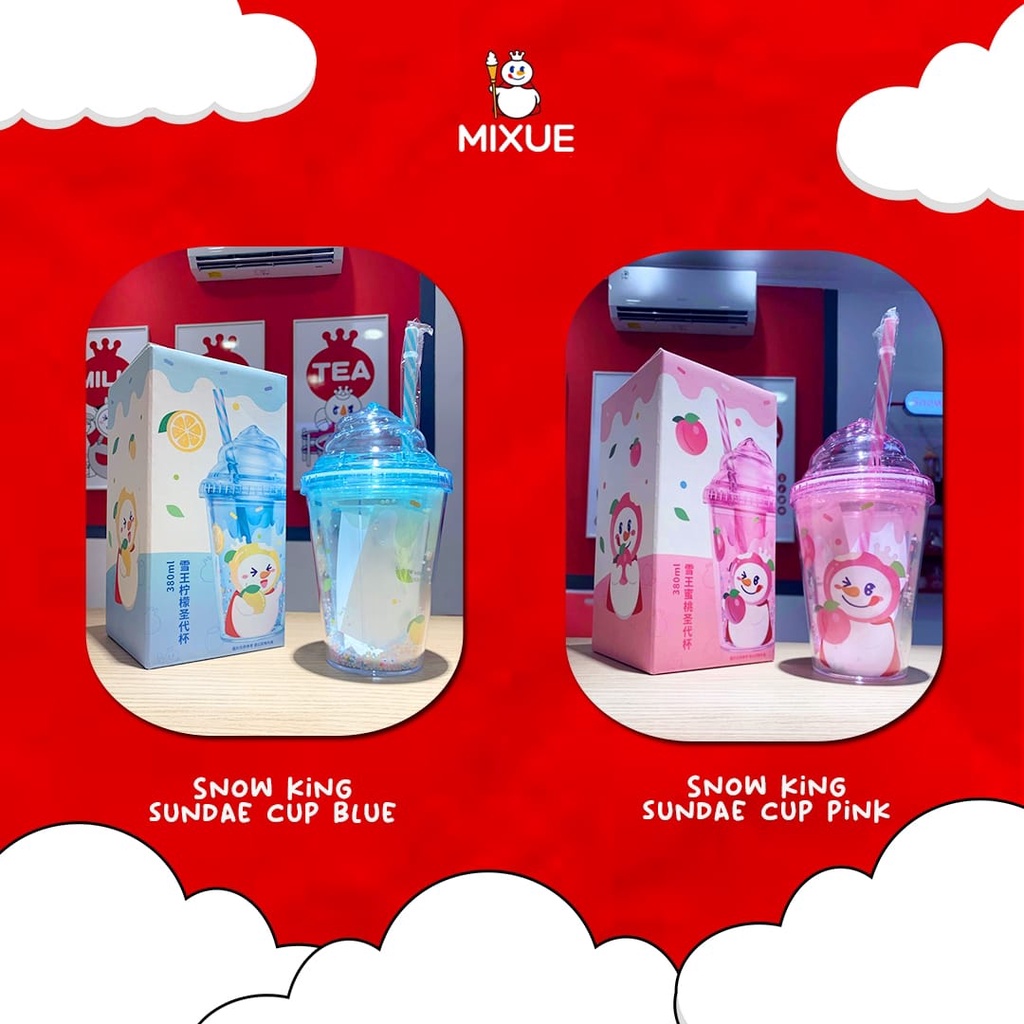 Tumbler Drinking Water Bottle mixue sundae pink blue original original ...