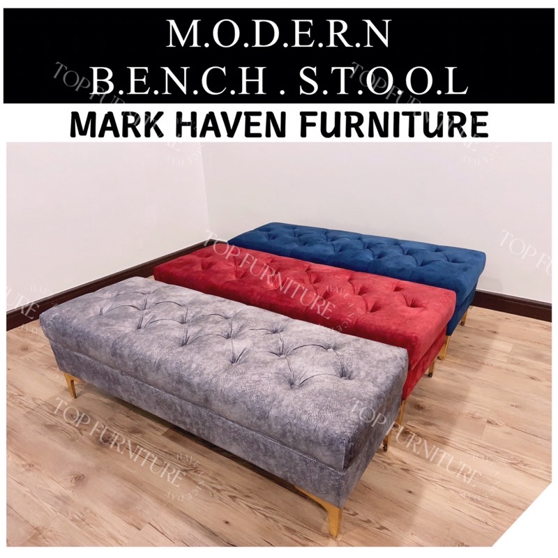 TOP FURNITURE#Actomy bench stool#bench#bangku#velvet fabric#kain baldu ...