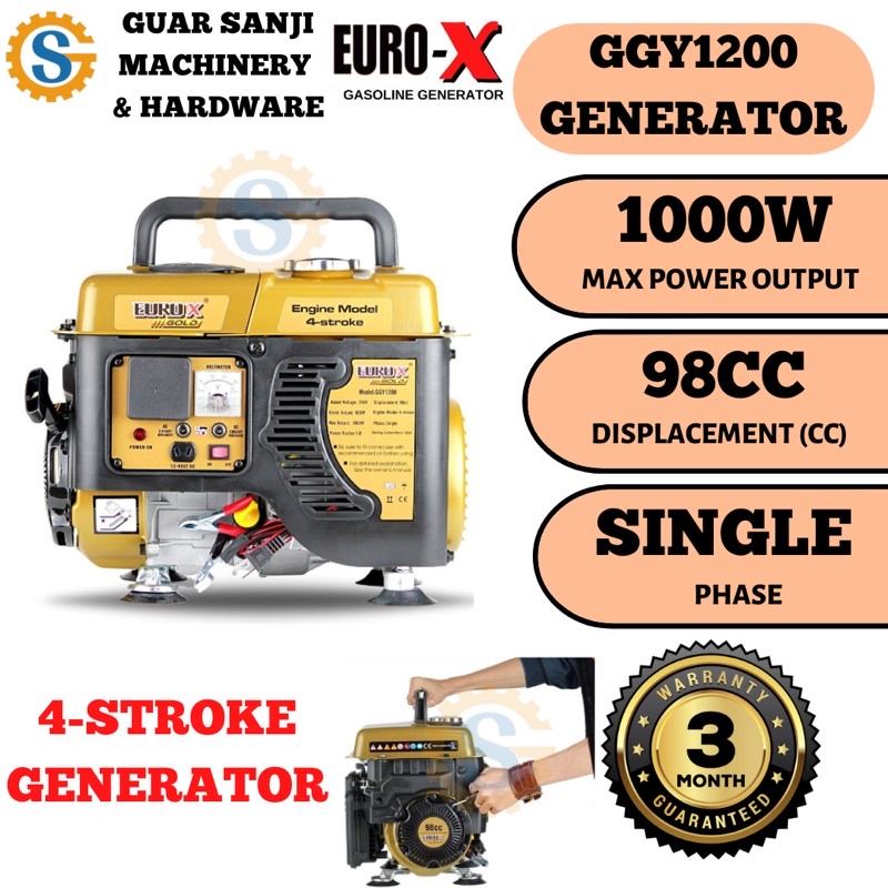EURO-X GOLD GGY1200 GASOLINE GENERATOR 4-STROKE ENGINE GENSET | Shopee Malaysia