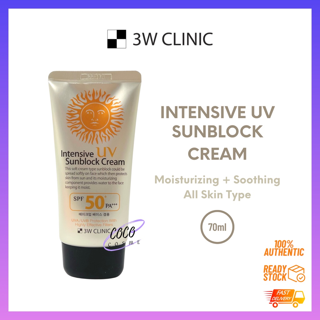 3W Clinic Intensive UV Sun Block Cream | Collagen Sunscreen | Natural ...