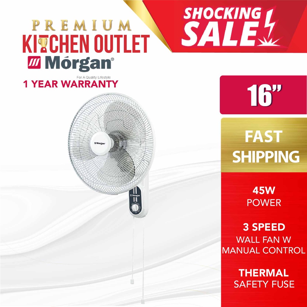 Morgan 16 Inch 3 Speed Wall Fan with Manual Control MWF-NC168MS ...