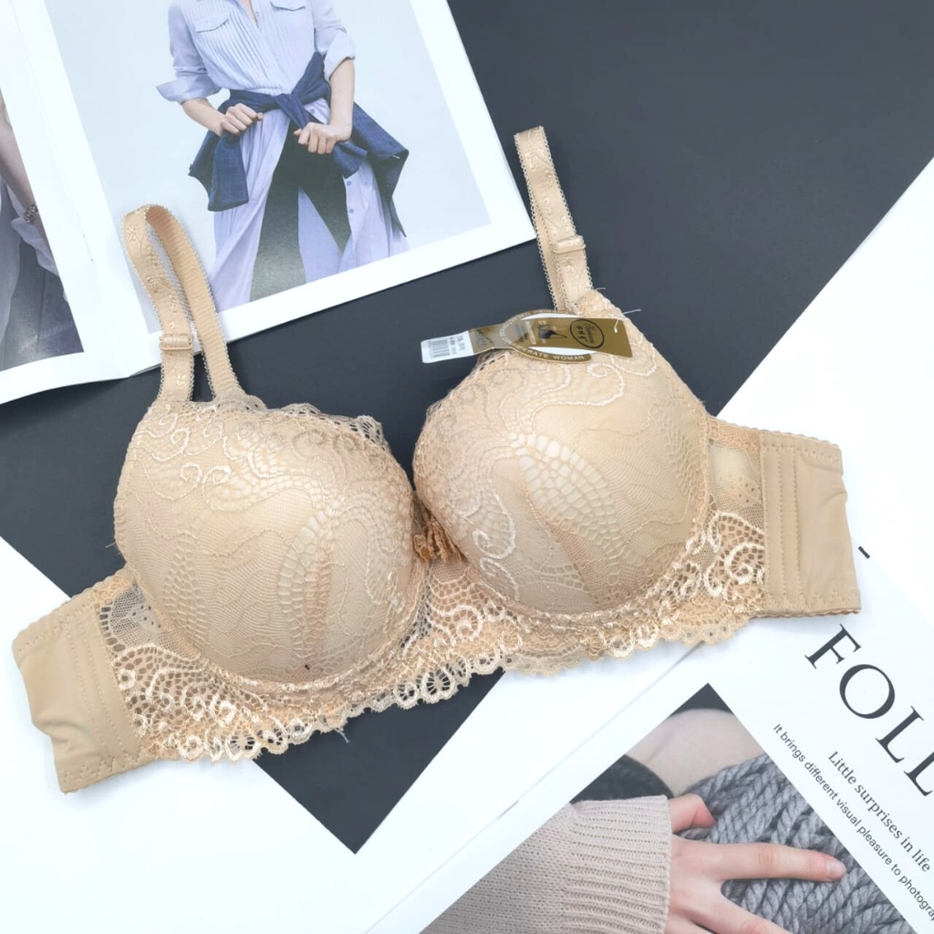 Bra Women Wired BC Cup 3D Floral Lace 3 Hook Full Cup Bra Baju Dalam ...