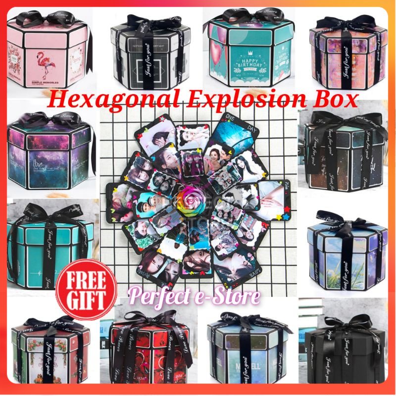 🔥ReadyStockIn🇲🇾 | Surprise Hexagonal Explosion Box DIY Photo Album ...