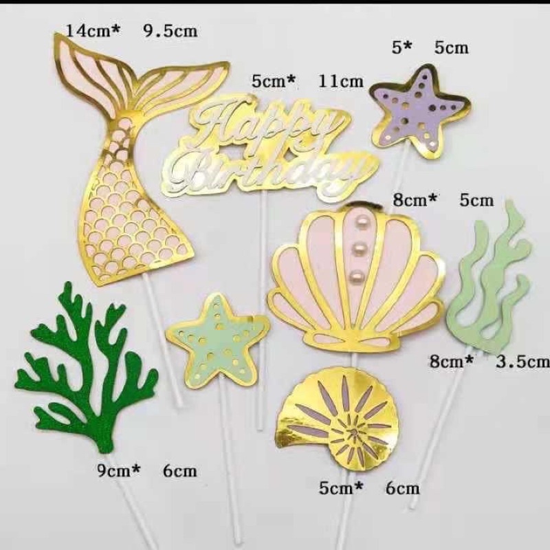 Mermaid Cake Decoration Set With Embroidery Stem | Shopee Malaysia