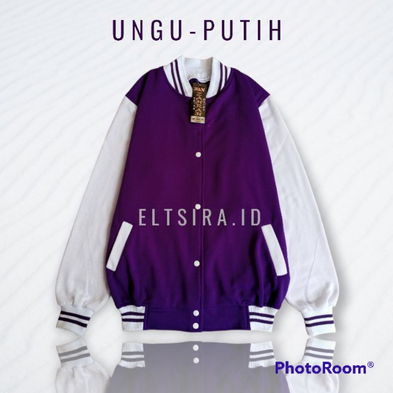 UNGU PUTIH Plain Varsity Baseball Jacket/Men Women Jacket || Purple ...