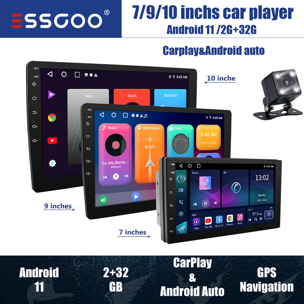 NEW 2 Din Android 11 car MP5 Player 7/9/10'' Touch Screen carplay ...