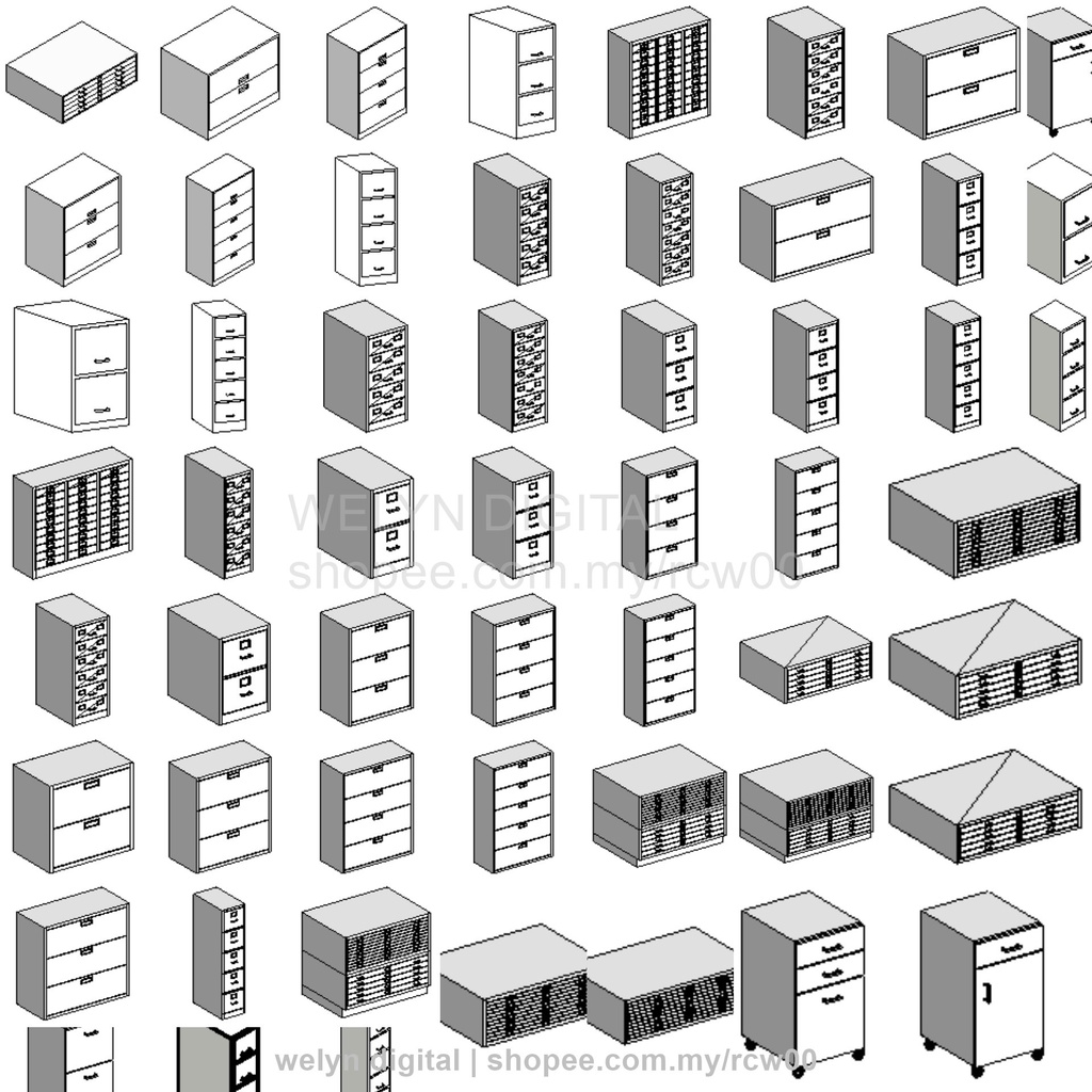 Autodesk | Revit 2024 | 242 Office Equipment set Revit Family Files ...