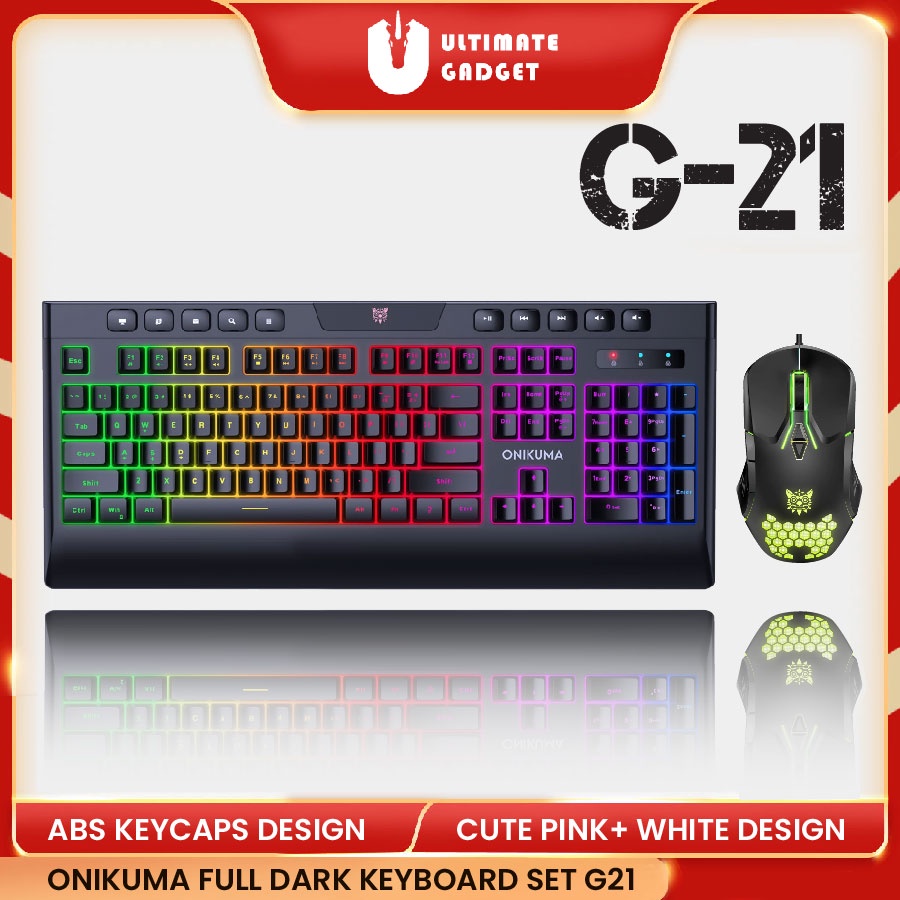 ONIKUMA G21 + CW902 Gaming Keyboard & Mouse Set Wired RGB 6400DPI Mouse ...