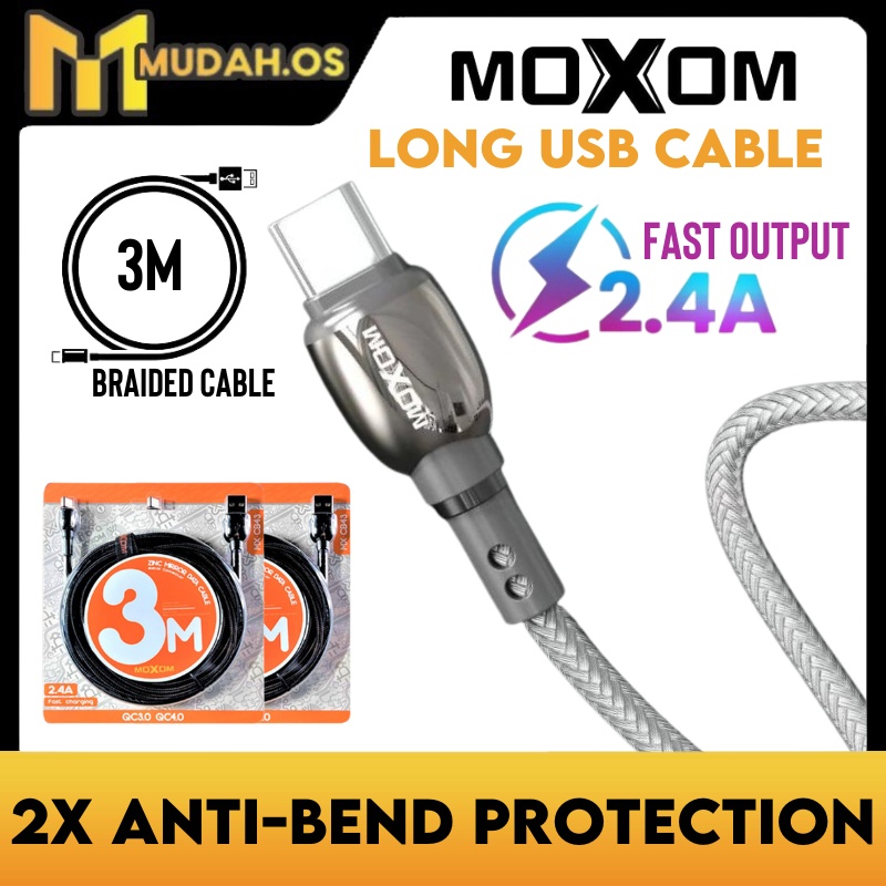 MOXOM Cable USB Cable Type C Cable Micro USB Cable 2.4A MX-CB43 3M ...