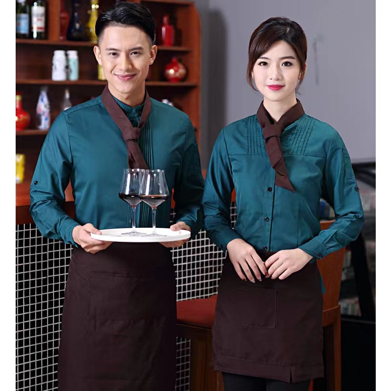 2023 New Restaurant Waiter Shirt Hotel Waitress Tops Long Sleeve Chef ...