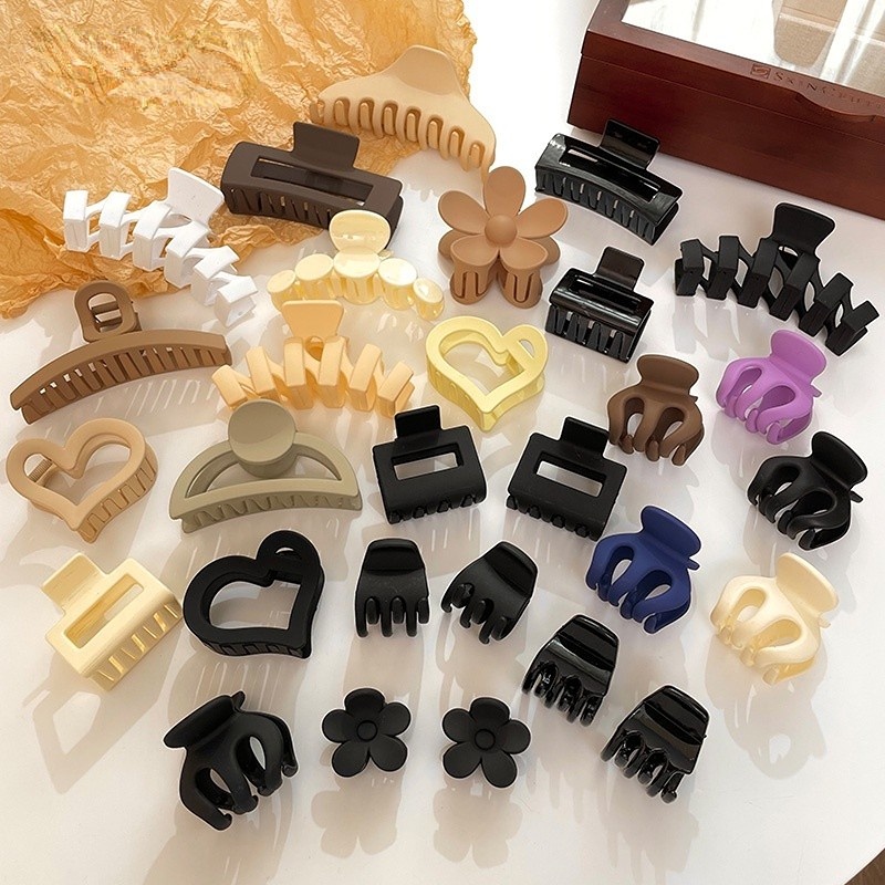 Coklat Large Milk Coffee Color Hairpin Catch Clip Shark Clip Headdress ...