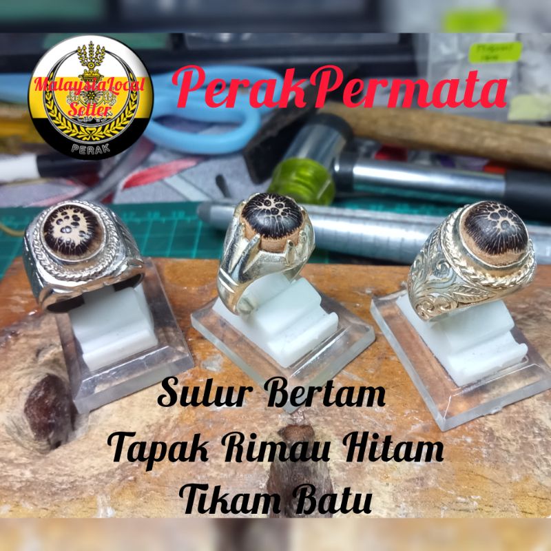 Cincin Teras Sulur Bertam Tikam Batu Tapak Rimau Hitam / produk viral ...