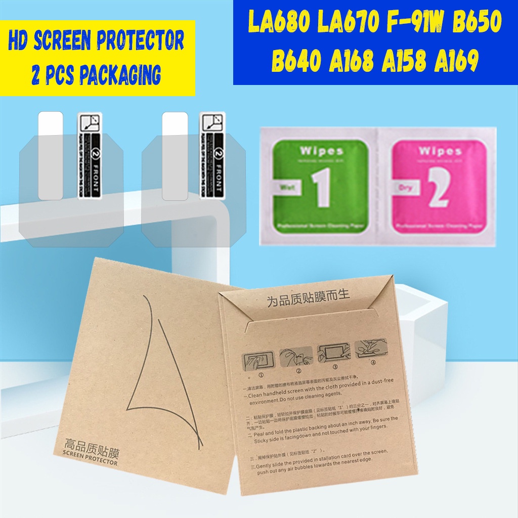 CASIO WATCH HD Screen Protector HD Clear 2Pcs LA680 LA670 F-91W A168 ...