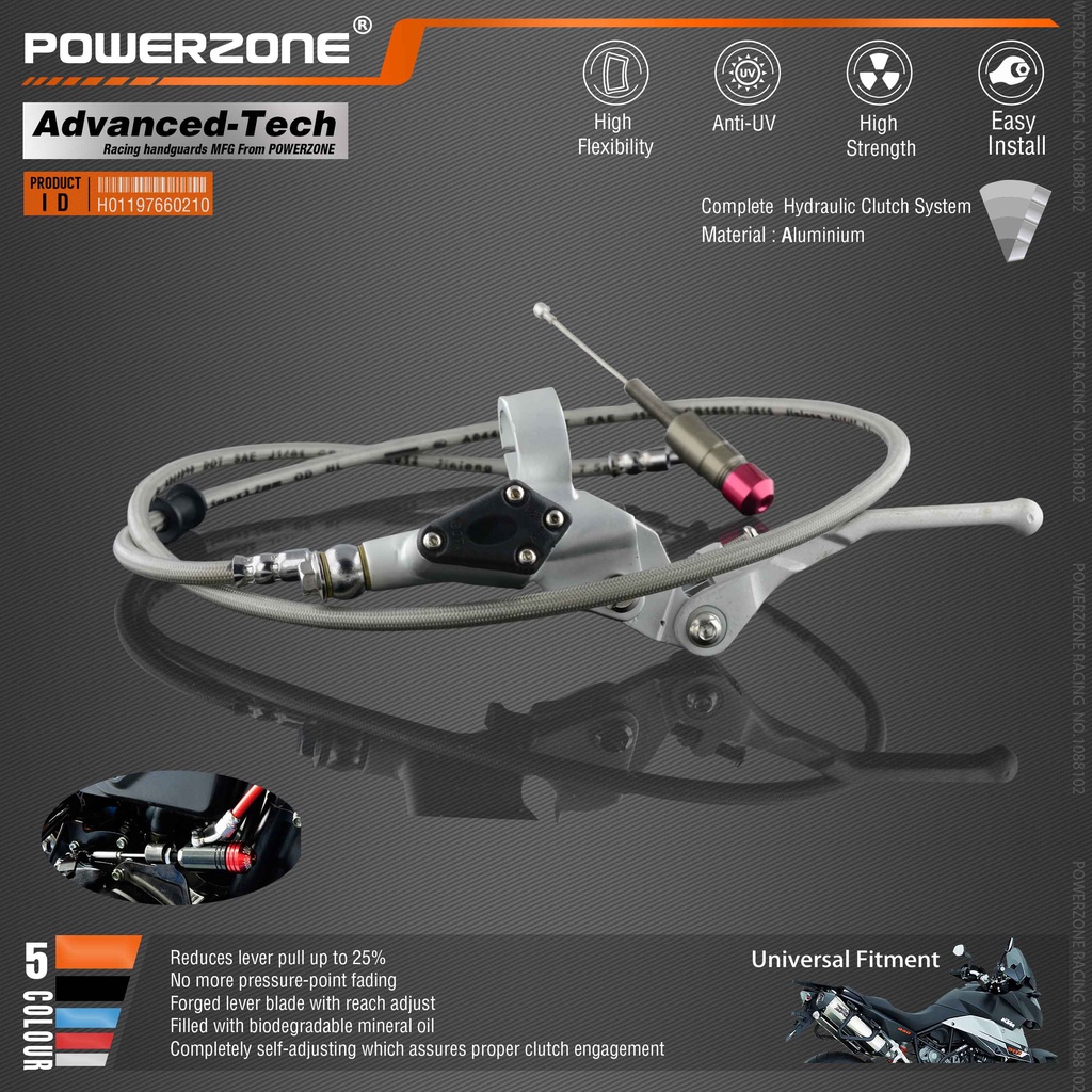 Powerzone hydraulic clutch 1200mm lever master cylinder for 125-250cc ...