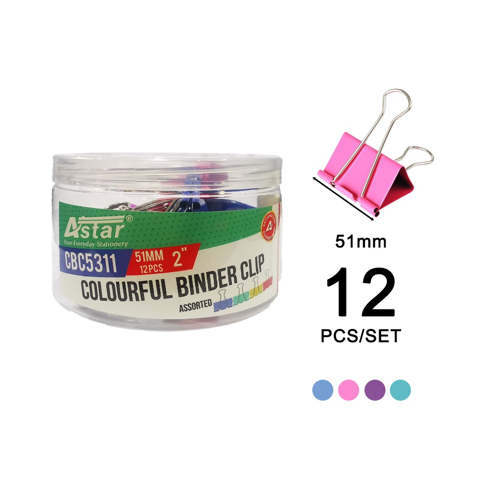 Astar | Clip | Colour Binder Clip (12's) (51mm) (CBC5311) | Shopee Malaysia