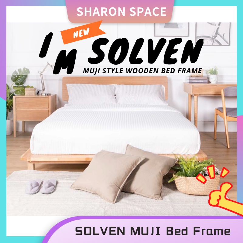 SOLVEN Muji Concept Bed Frame / Solid Wood Bed Frame / Queen Size ...
