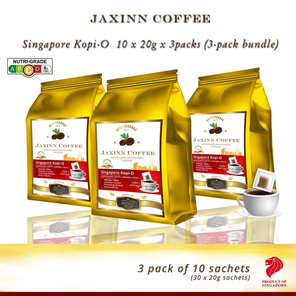 Kopi-O by Jaxinn Coffee, (20g x10 sachets per pack x 3 pack Bundle) 30 ...