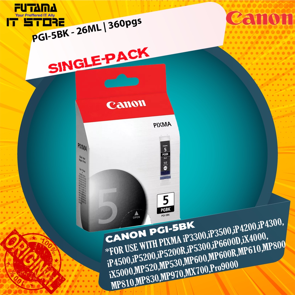 Canon PIXMA PGI-5BK Ink Tank Cartridge 26ML (PIXMA iP3300,iP3500,iP4200 ...