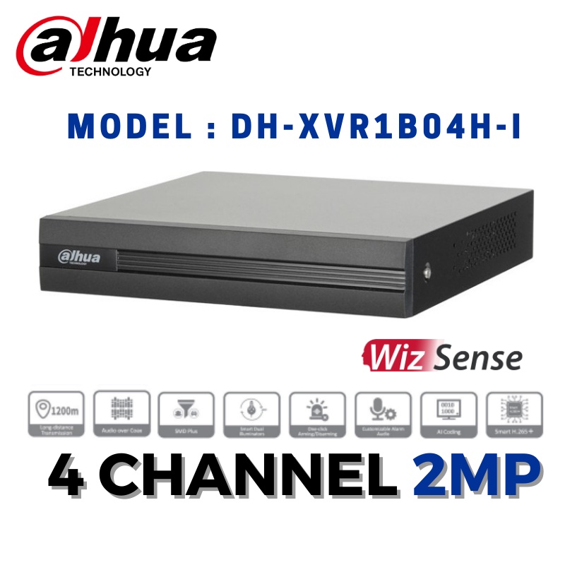 Dahua CCTV DVR 4 Channels Penta-Brid 5M-N/1080P Cooper 1U 1HDD WizSense ...