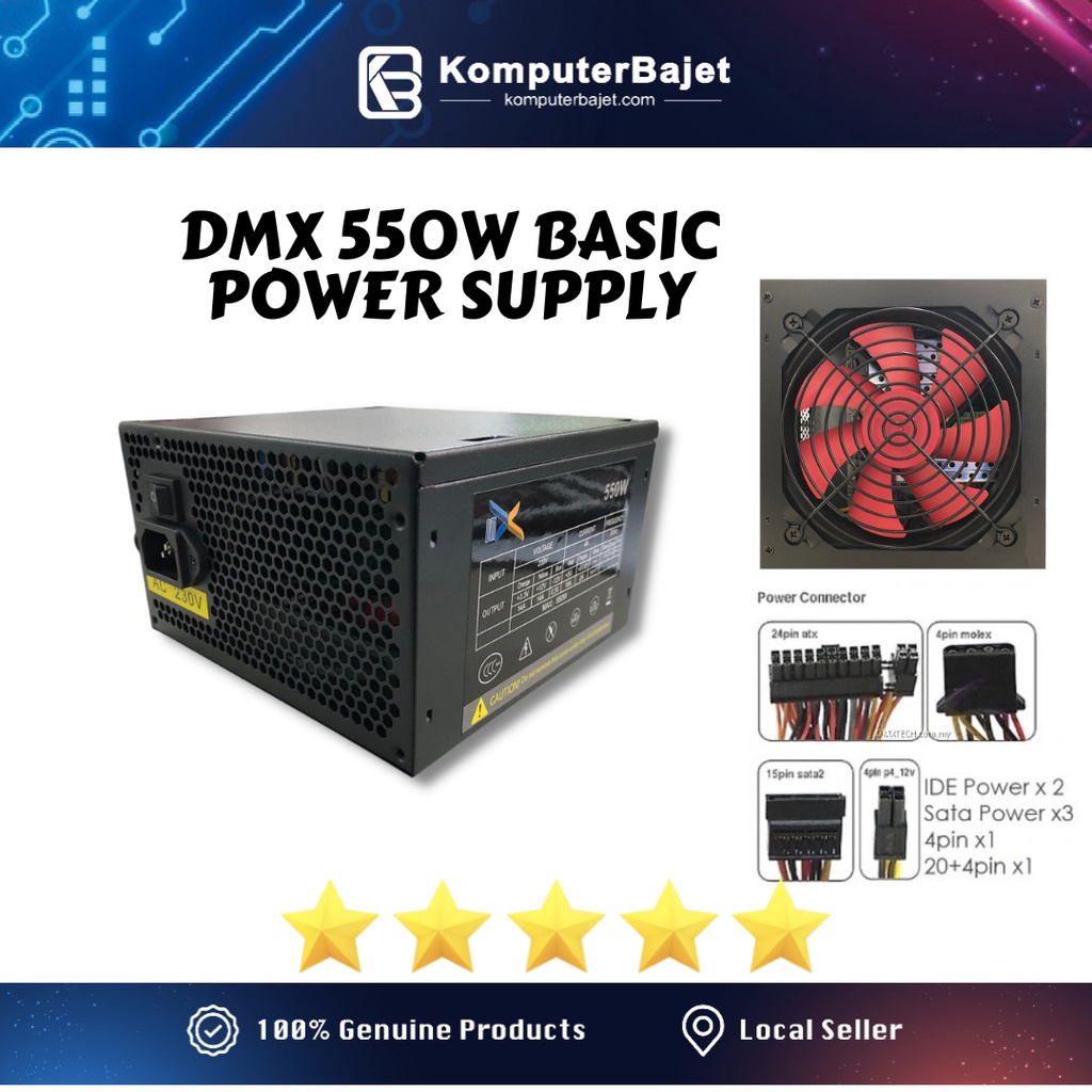 DMES DMX 550W POWER SUPPLY FOR DESKTOP PC ATX COMPUTER POWER SUPPLY FOR ...
