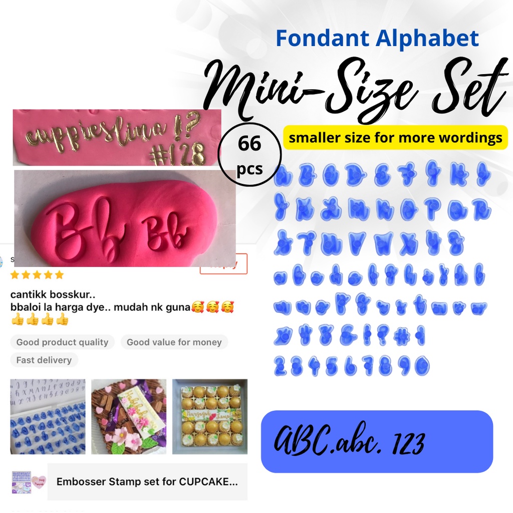 Fondant Alphabet Embosser Cutter, MINI-SIZE, Acuan Huruf Fondant,Edible ...