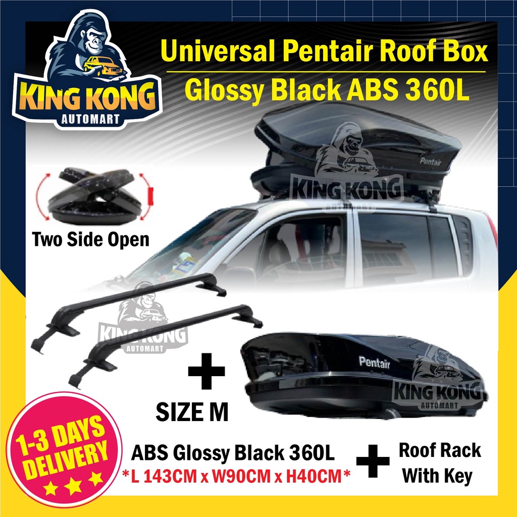 Pentair Roofbox PT5697M Glossy Roof box With Roof Rack M SIZE 400L Myvi ...