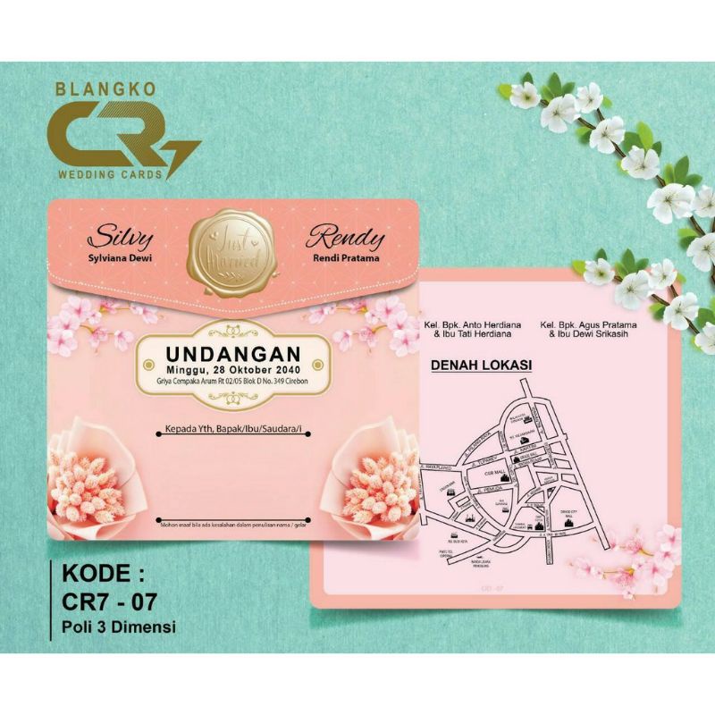 POLI Cr7-07 3D Poly 3 Fold Wedding Invitation, Free OPP Plastic and ...