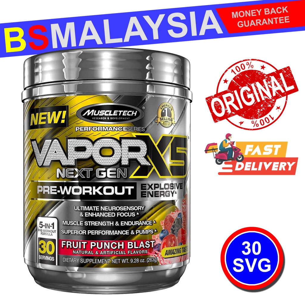 MuscleTech Vapor X5 Next GEN 30Serving Preworkout, Power, Strength ...