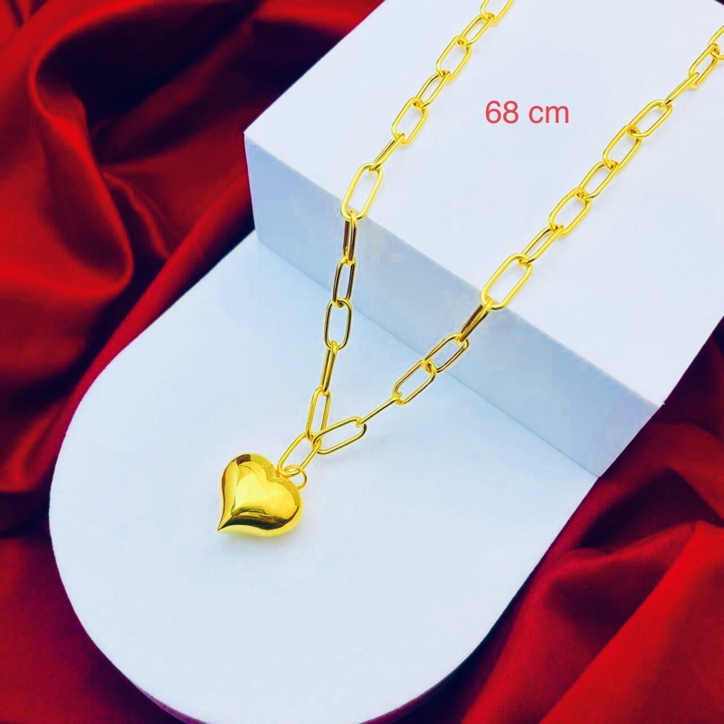 Set Rantai Leher Loket Love Emas Korea Persis Ori Cop 916 | Shopee Malaysia