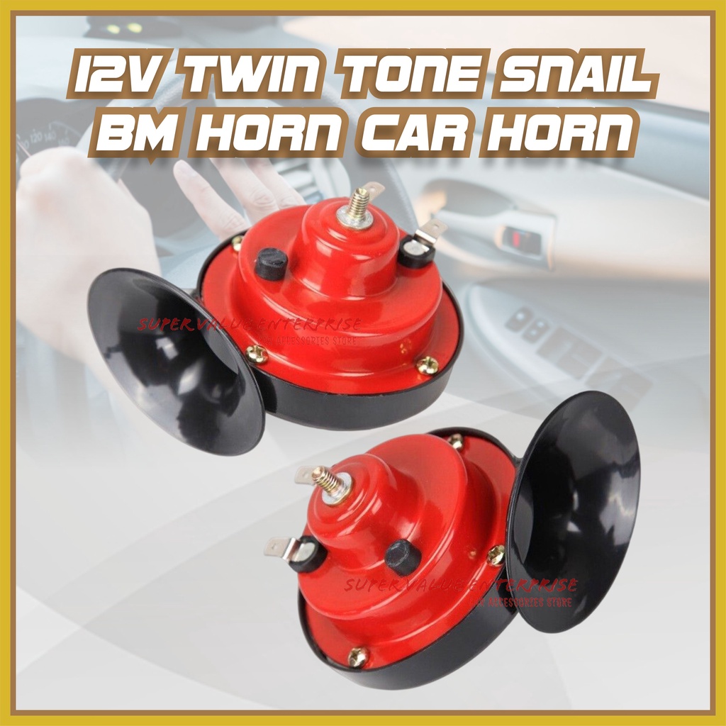 12V Twin Tone Snail Bm Horn Car Horn Horn Kereta- 2 PCS | Shopee Malaysia