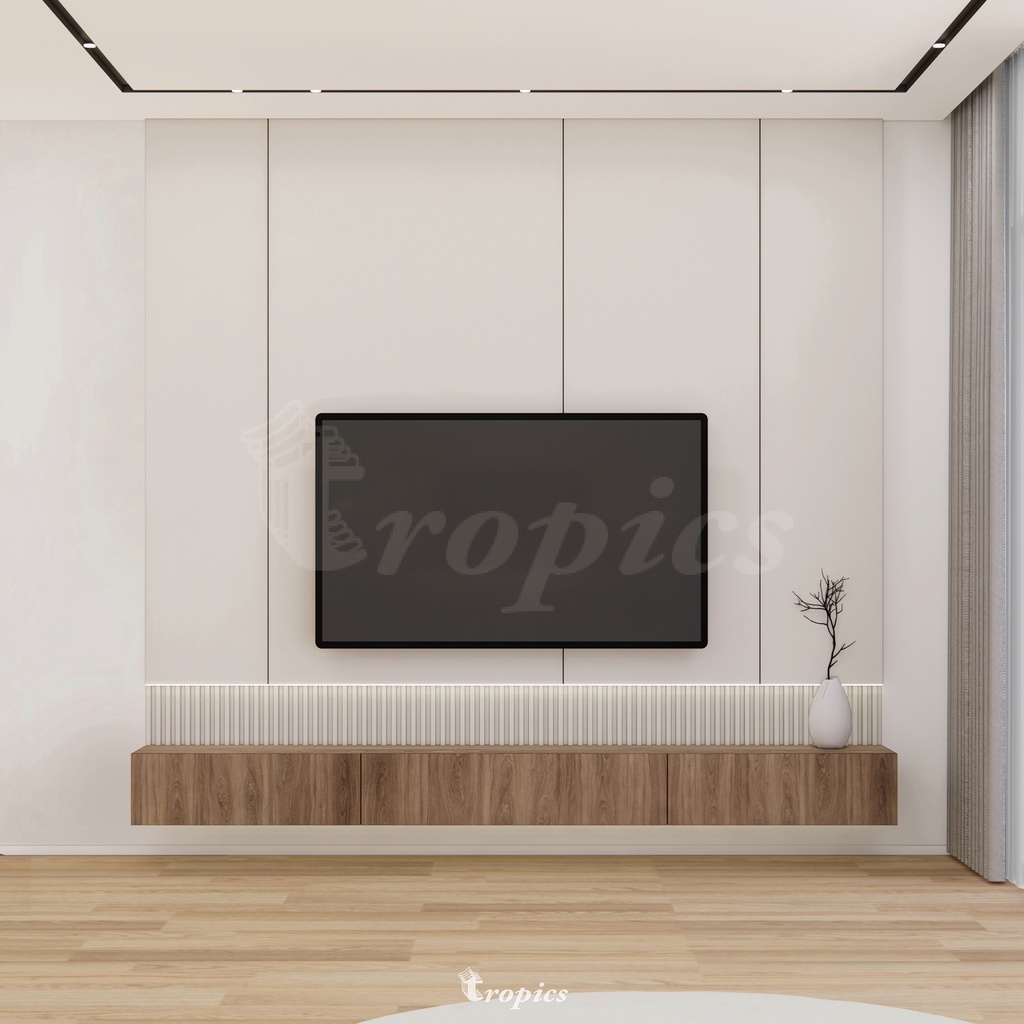 TV Console Wall Mounted with bottom cabinet c/w selected lamination ...