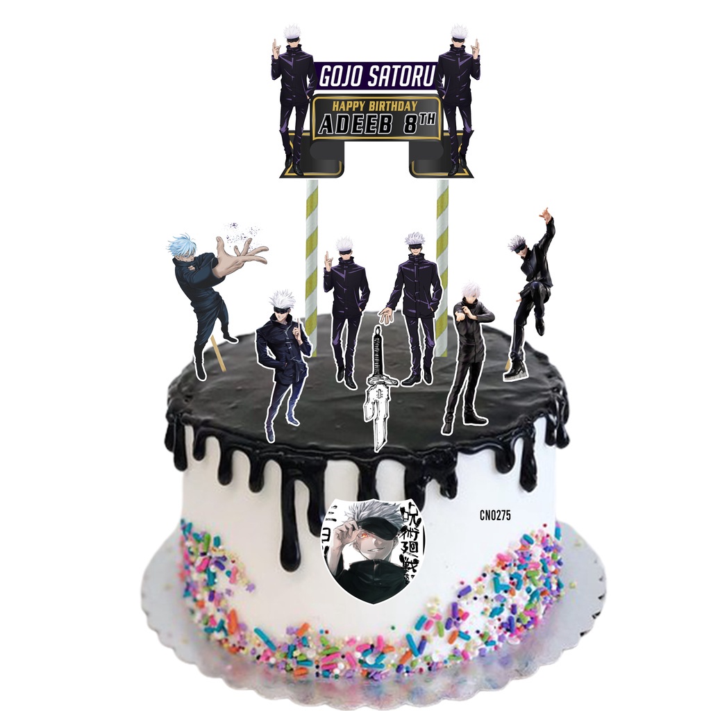 [CUSTOM NAME] Happy Birthday Cake Topper Gojo Satoru Jujutsu Kaisen ...