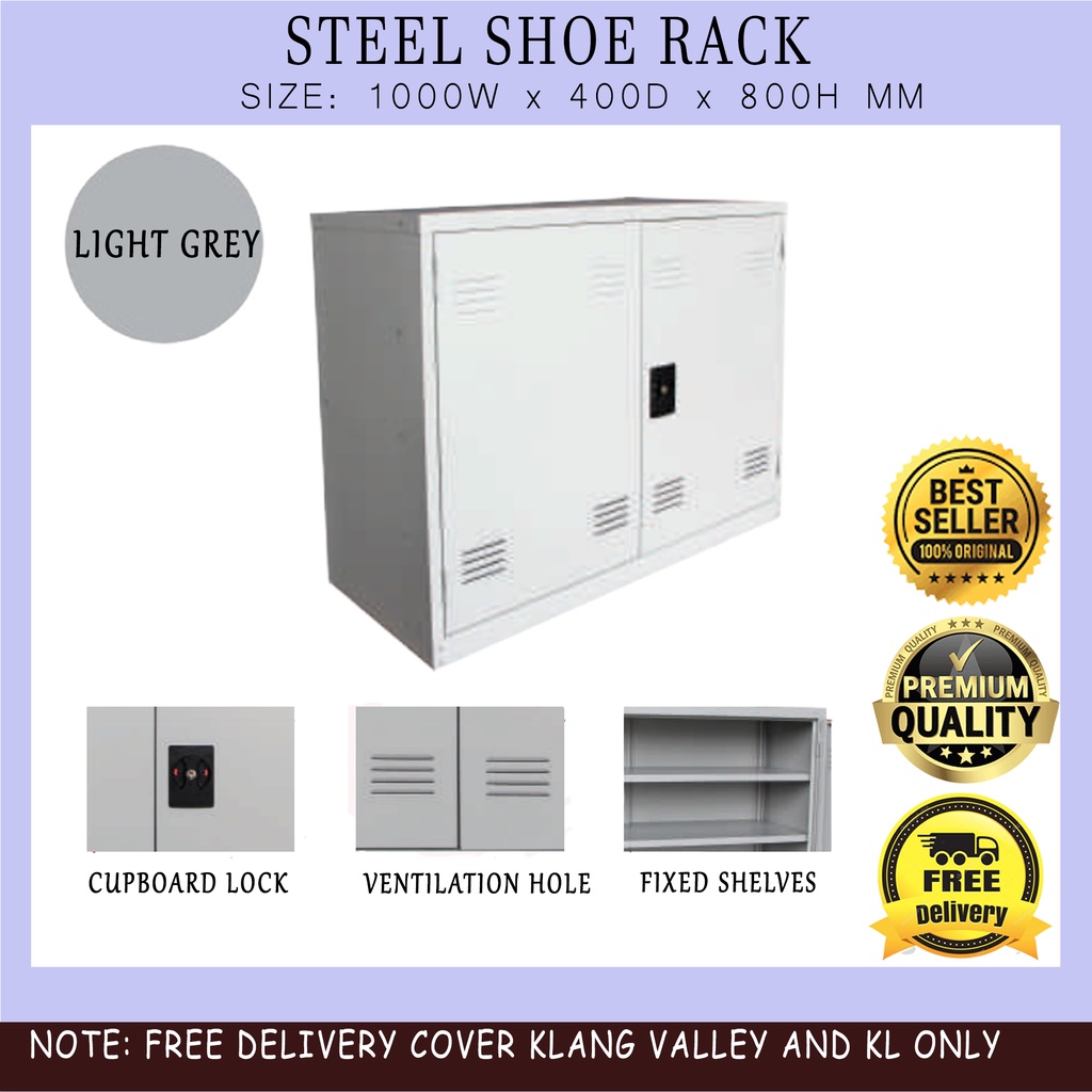 Steel Shoe Rack with Steel Swinging Door & Cupboard Lock c/w 4 Fixed ...