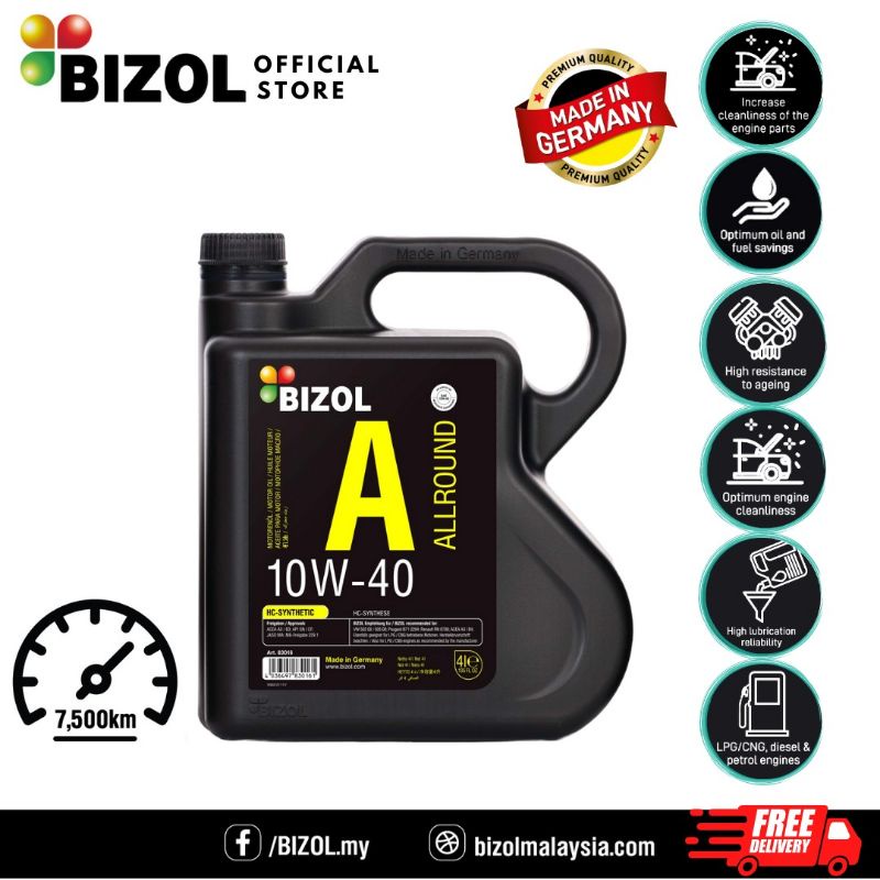 BIZOL Allround 10w-40 Germany Semi-Synthetic Engine Oil (Minyak Hitam ...