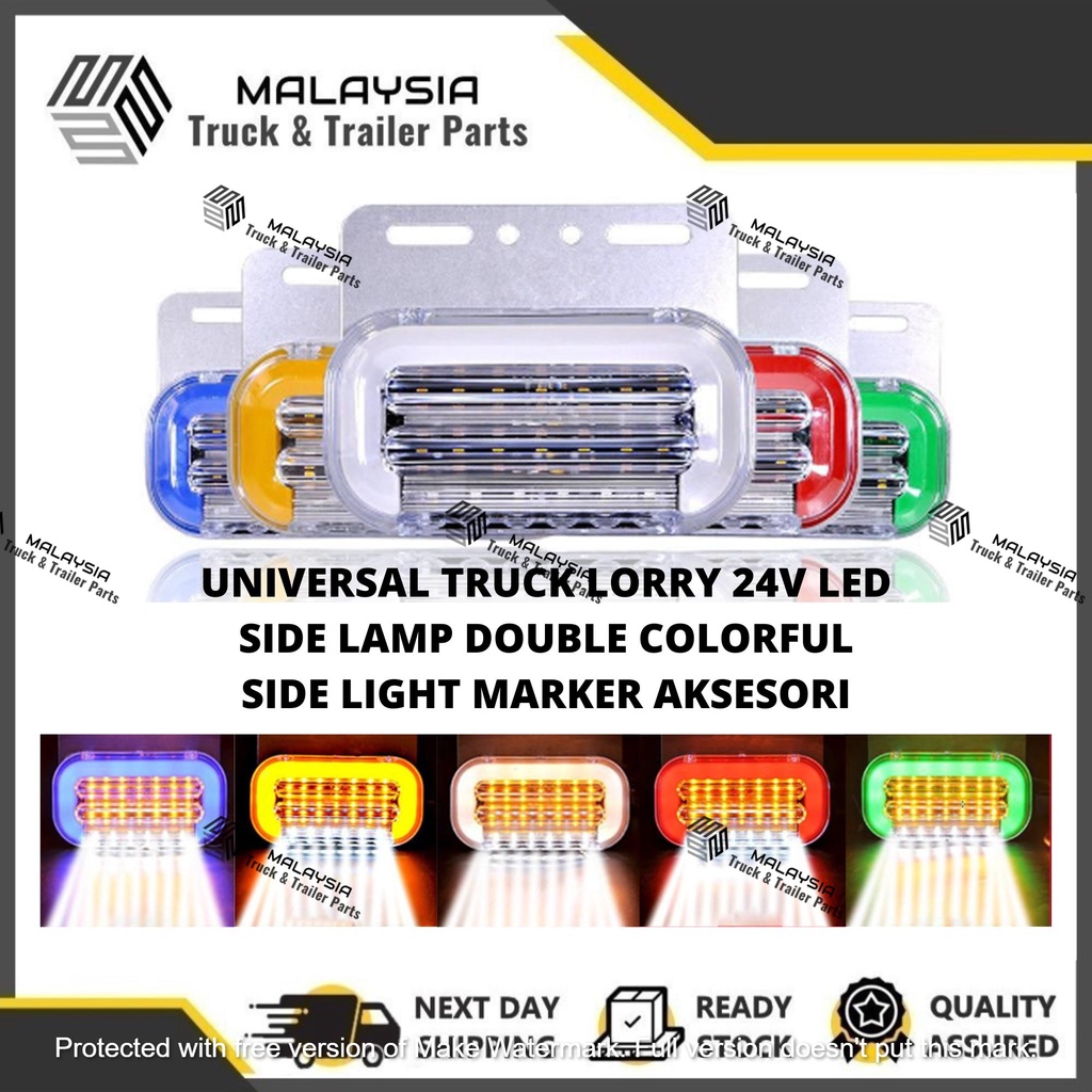 UNIVERSAL TRUCK LORRY 12V 24V LED SIDE LAMP DOUBLE COLORFUL SIDE LIGHT ...