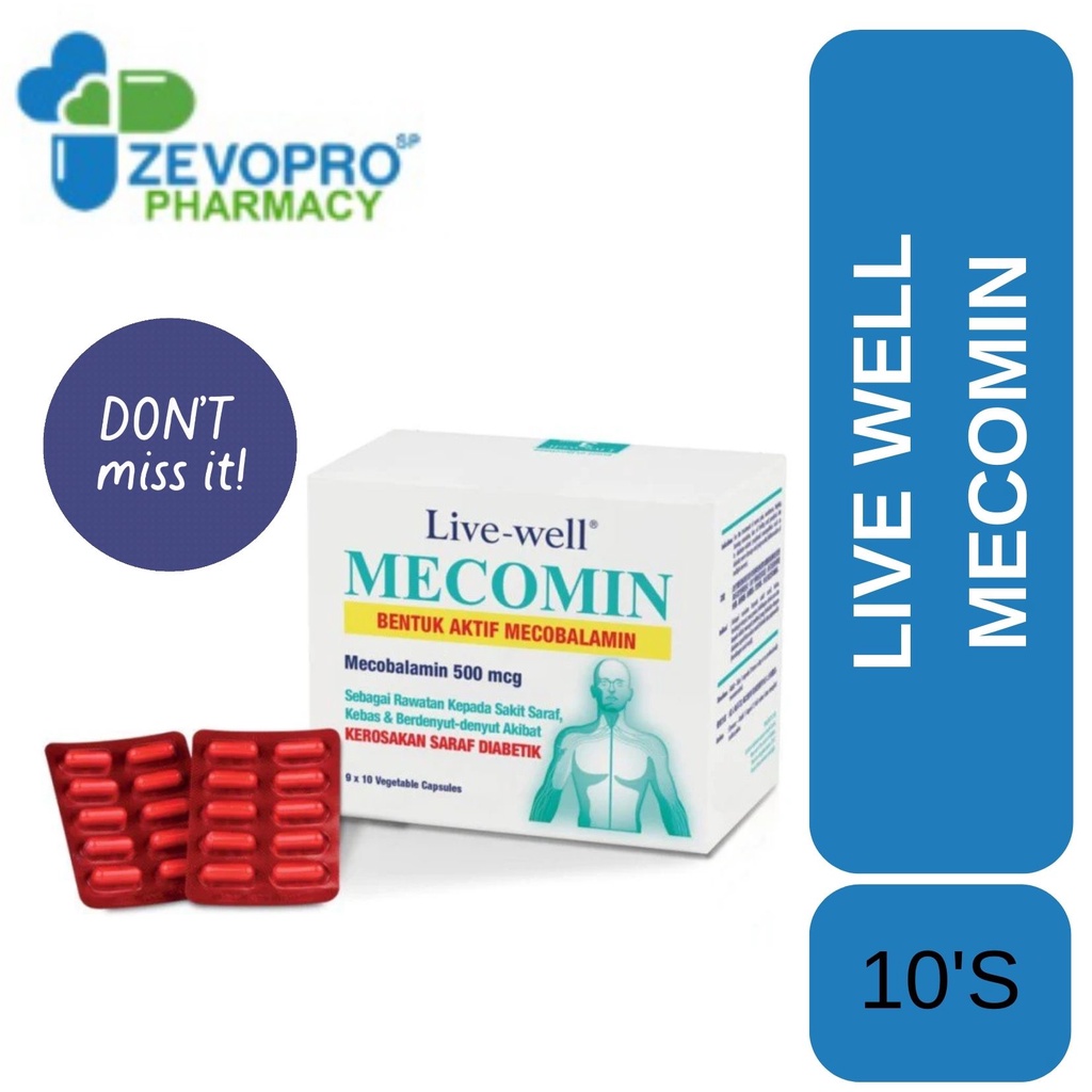 Live-Well MECOMIN 500mcg Vegetable Capsules 10'S EXP 3/2025 Ubat Pil ...